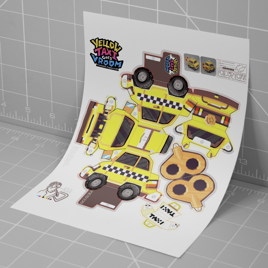 Yellow Taxi Goes Vroom – Fold Up Toys